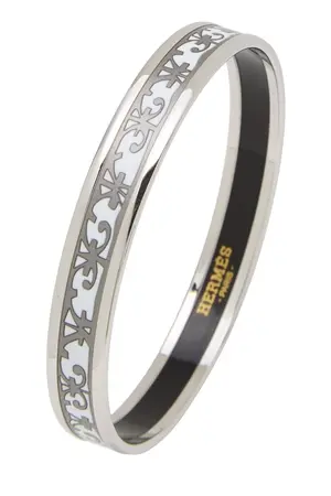 Hermès Enamel & Plated Bangle - Silver