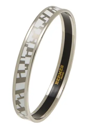 Hermès Enamel Op'h Motif Bangle - White