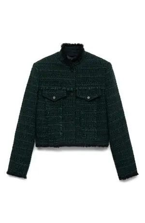 Mango High Collar Tweed Jacket
