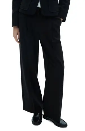 Mango Pleated Wide Leg Trousers