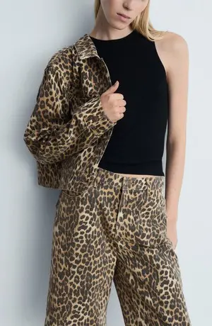 Mango Leopard Print Bermuda Shorts