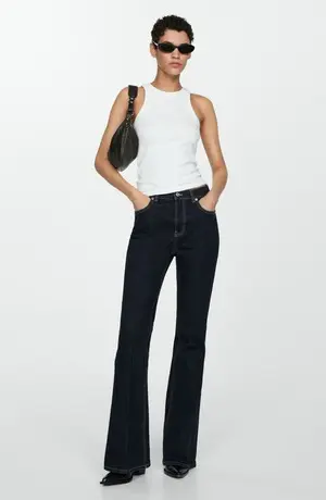 Mango Violet High-rise Flare Jeans - Open Blue