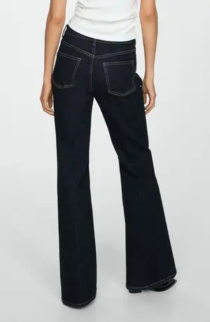 Mango Violet High-rise Flare Jeans - Open Blue