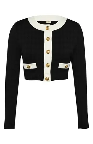 L'Agence Adaline Colorblock Crop Rashguard - Black