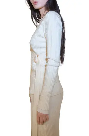 Mango Ribbed Wrap Cardigan With Buckle