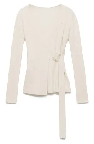 Mango Ribbed Wrap Cardigan With Buckle