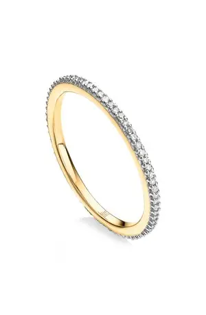 Monica Vinader Skinny Diamond Eternity Ring In 18k Gold Vermeil - Gold/diamond