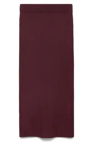 Mango Ribbed Midi Skirt - Wine