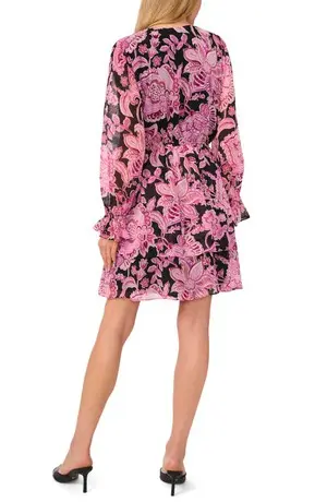 CECE DUPRAZ Floral Long Sleeve Tiered Dress