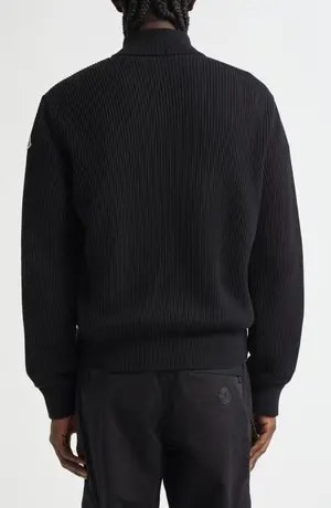 Moncler Quilted Down And Cotton Knit Cardigan - Black