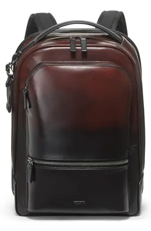 Tumi Leather Backpack - Burnished Wine Ombre