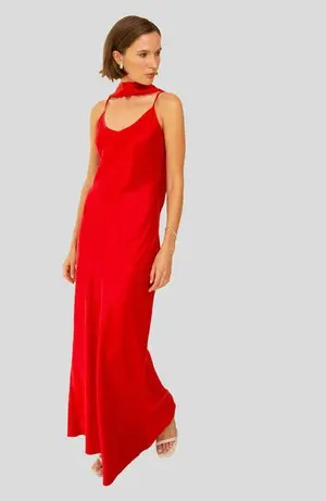 WHIMSY + ROW Bonnie Maxi Slip Dress - Red