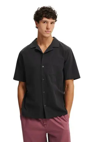 COTTON ON Riviera Short Sleeve Shirt - Faded Black