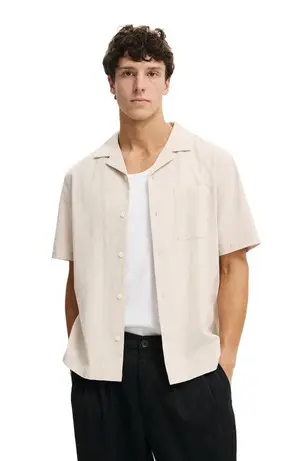 COTTON ON Riviera Short Sleeve Shirt - Taupe