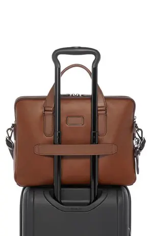 Tumi Sycamore Slim Leather Briefcase - Cognac