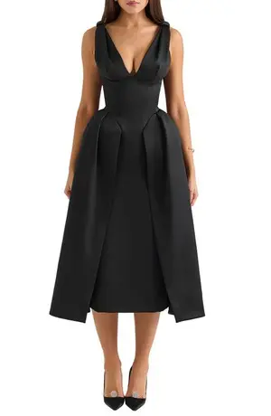 House Of Cb Paloma Satin Midi Dress - Black