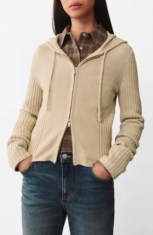 Mango Ribbed Zip-up Hoodie