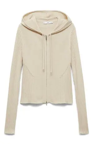 Mango Ribbed Zip-up Hoodie
