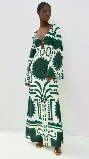 SEVEN WONDERS Green And White Caledeira Maxi Dress