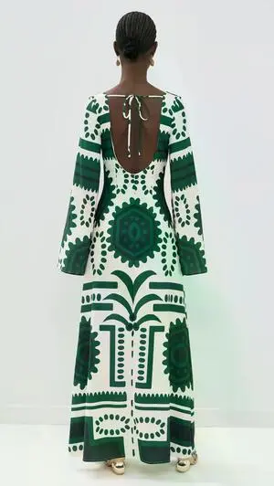 SEVEN WONDERS Green And White Caledeira Maxi Dress