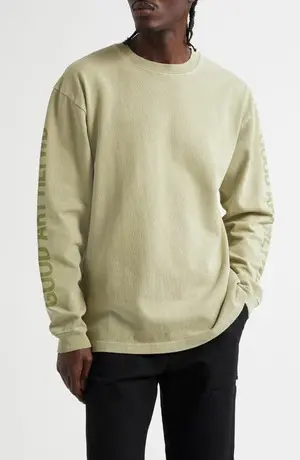 Good Art Hlywd Heavyweight Long Sleeve Crewneck Graphic T-shirt - Sage