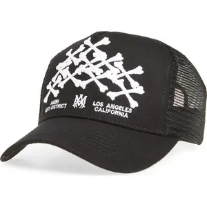 Amiri Stacked Bones Logo Trucker Hat - Black