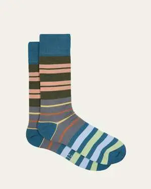 Paul Smith Paul Smith Iacopo Stripe Crew Socks Petgreen