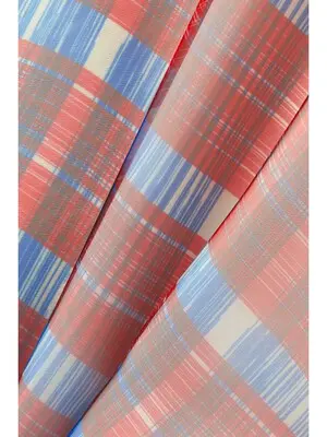FERRAGAMO Gathered Checked Organza Midi Dress