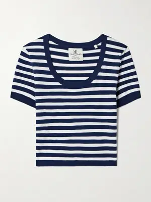 Denimist Cropped Striped Recycled Stretch-knit Sweater - Blue