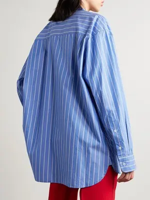 BEARE PARK Tie-neck Pinstriped Blouse