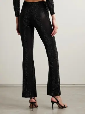 Alexander Wang Crystal-embellished Flared Jersey Pants
