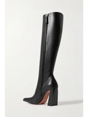 Amina Muaddi Marine Leather Knee Boots