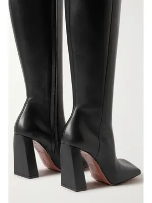 Amina Muaddi Marine Leather Knee Boots