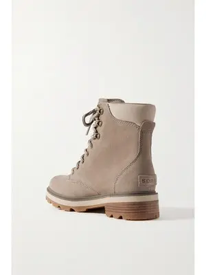 Sorel Lennox Lace Leather-trimmed Suede Ankle Boots