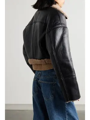 HALFBOY Cropped Shearling Jacket - Black