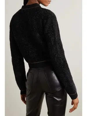 Versace Metallic Wool-blend Bouclé Cardigan