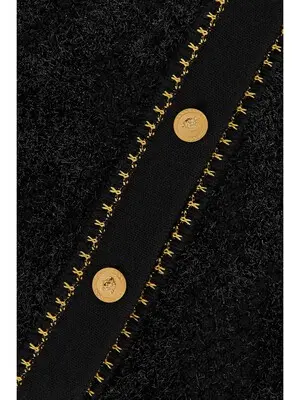 Versace Metallic Wool-blend Bouclé Cardigan