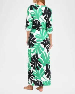 SUNSHINE 79 Monstera Maxi Shirt Dress