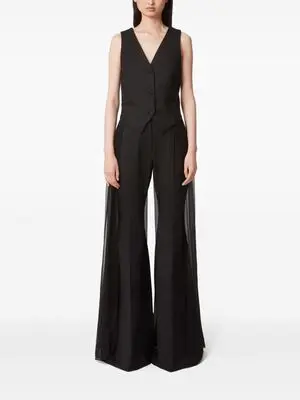 Nina Ricci Wool Gabardine Flared Trousers - Black