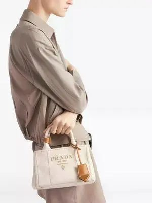 Prada Jardinière Mini Linen Blend Bag - Neutrals