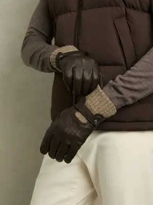 REISS Sanford Leather Driving Gloves - Dark Brown