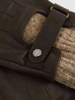 REISS Sanford Leather Driving Gloves - Dark Brown