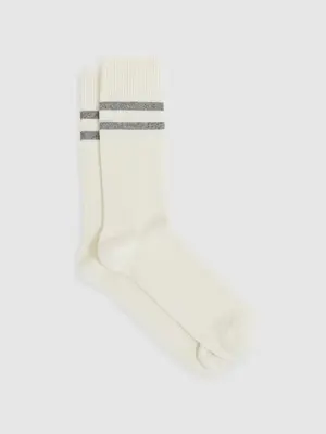 REISS Reiss Alcott Striped Socks Ecru/soft Grey