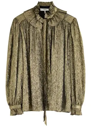 Chloé Metallic Silk-blend Blouse