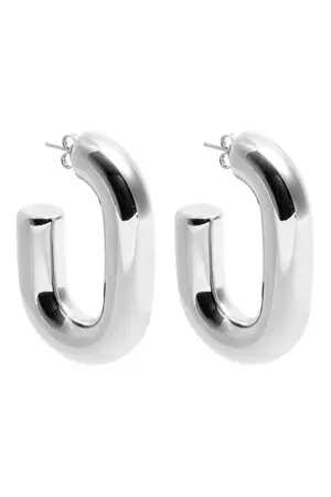 Rabanne Xl Link Hoop Earrings - Silver