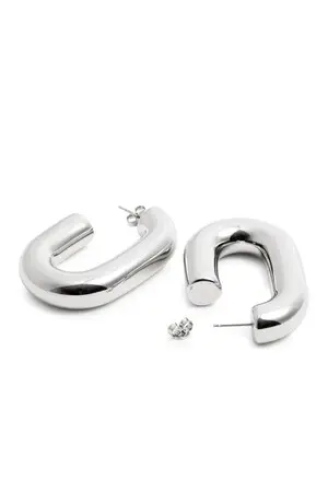Rabanne Xl Link Hoop Earrings - Silver