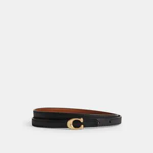 COACH Sculpted Signature Buckle Reversible Belt, 13mm - Brass/black Burnished Amber
