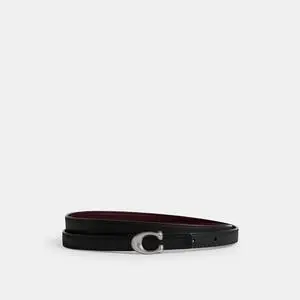 COACH Sculpted Signature Buckle Reversible Belt, 13mm - Silver/black Merlot