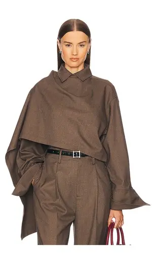 HELSA The Left Bank Layered Shirt - Brown