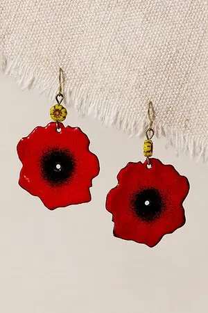 MICHELLE DARIN Poppy Vibe Dangle Earrings - Red Poppy